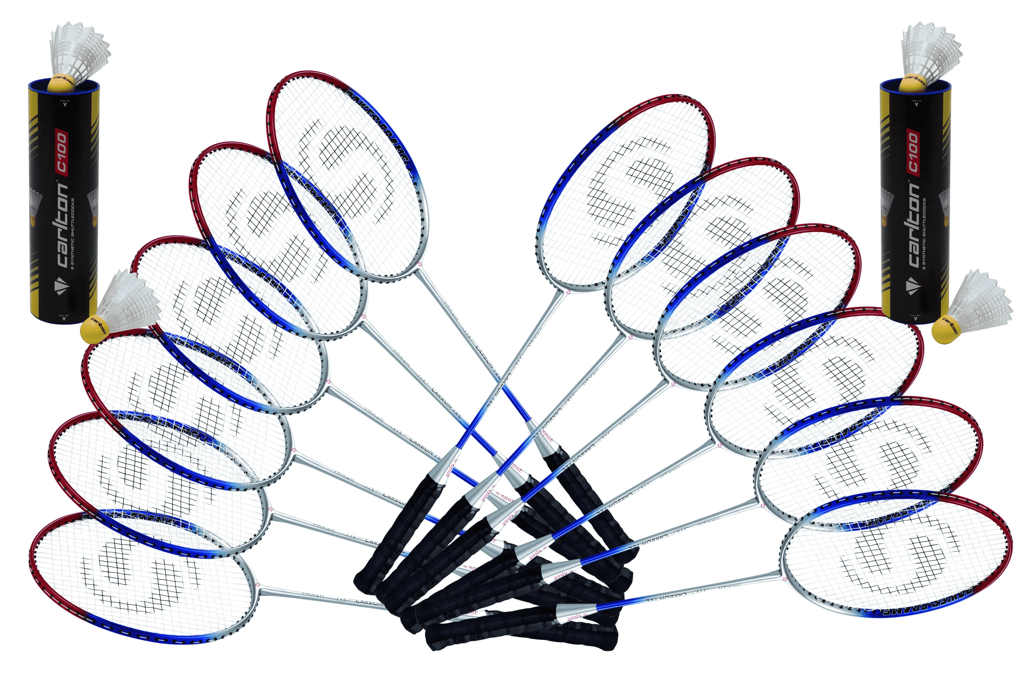 Badmintonracket Smash set, 12 rackets + 12 shuttles | Nijha